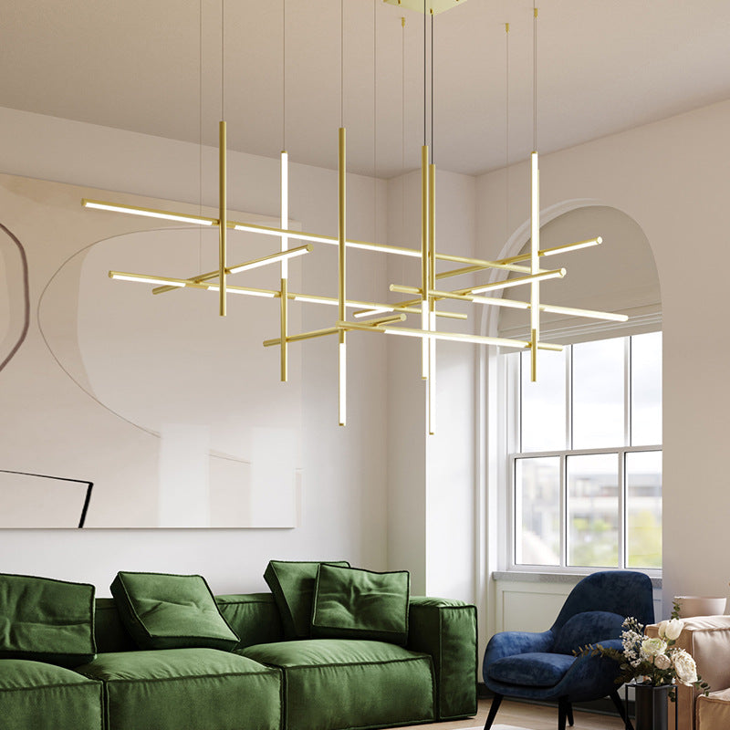 DIY Modern Linear LED Chandelier - Minimalist Geometric Suspension ...