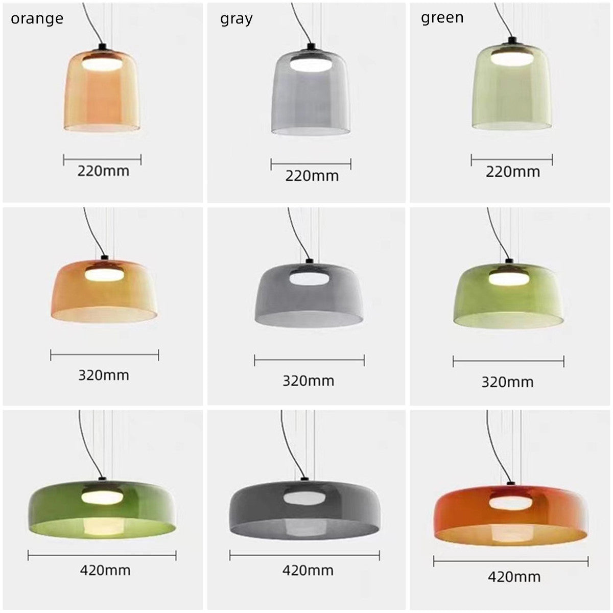 Modern Glass Pendant Light | Gradient Tinted Shade Chandelier | heparts
