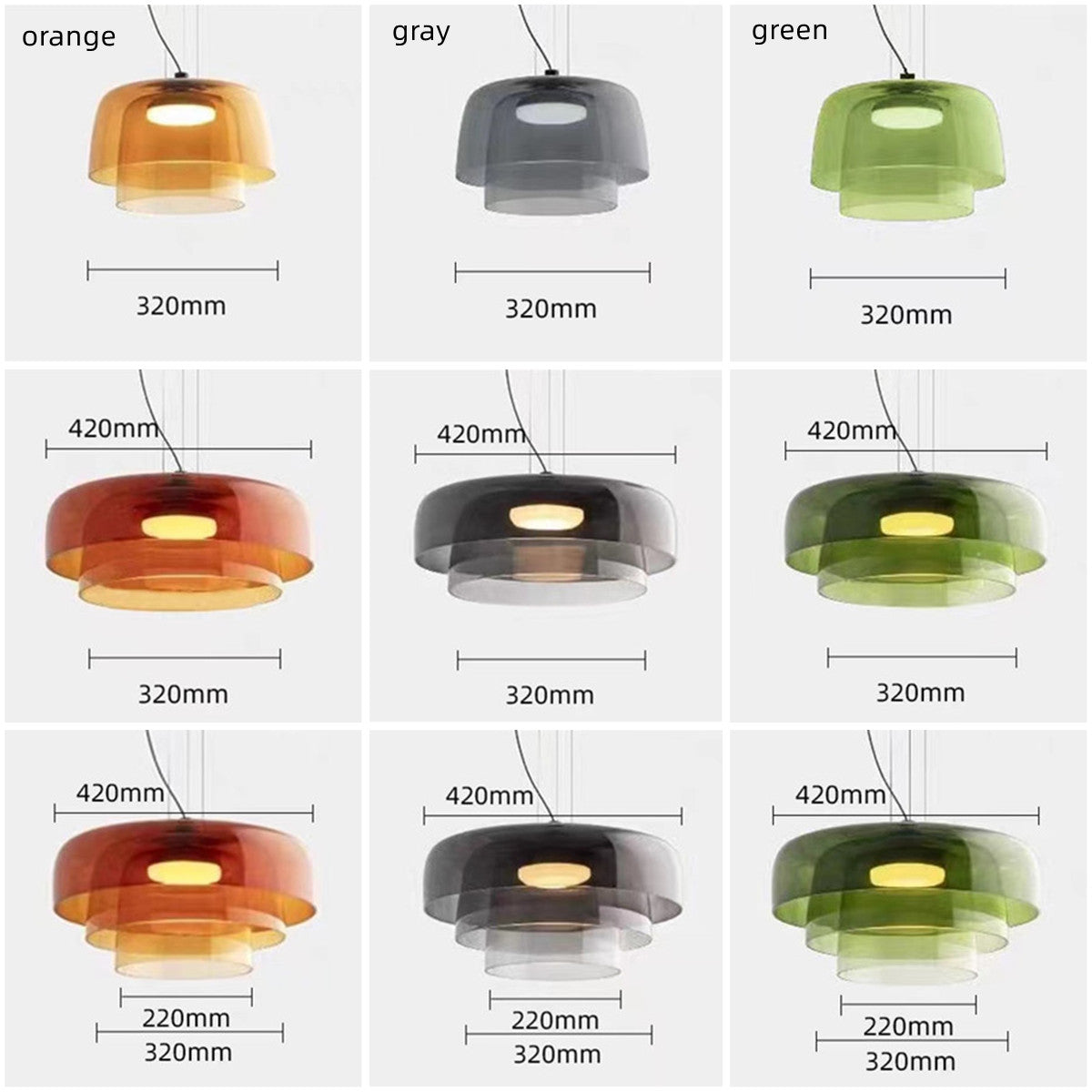 Modern Glass Pendant Light | Gradient Tinted Shade Chandelier | heparts