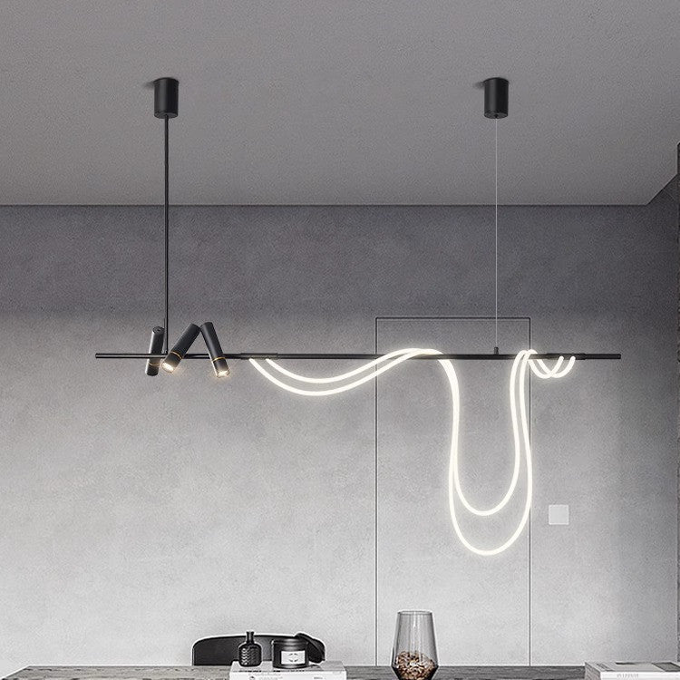 Modern Minimalist Linear Pendant Light – Nordic Creative Wave LED ...