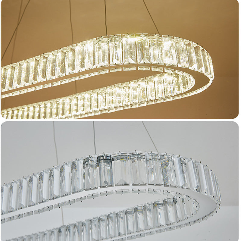 70/90/100 cm Modern Crystal LED Pendant Light Chandelier Round Luxury ...