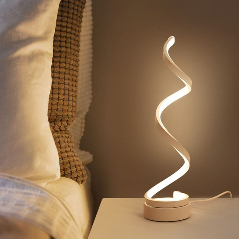 Threaded Table Lamp Simple Aluminum Acrylic LED Eye Protection Night ...