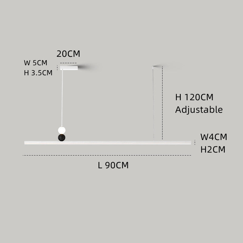 Minimalist Strip Rectangular Diner LED Suspension Lamp Metal Minimalist ...