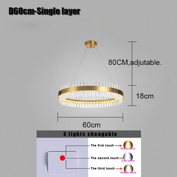 LED Strip Post-modern Golden Round Indoor LED Pendant Light With High ...